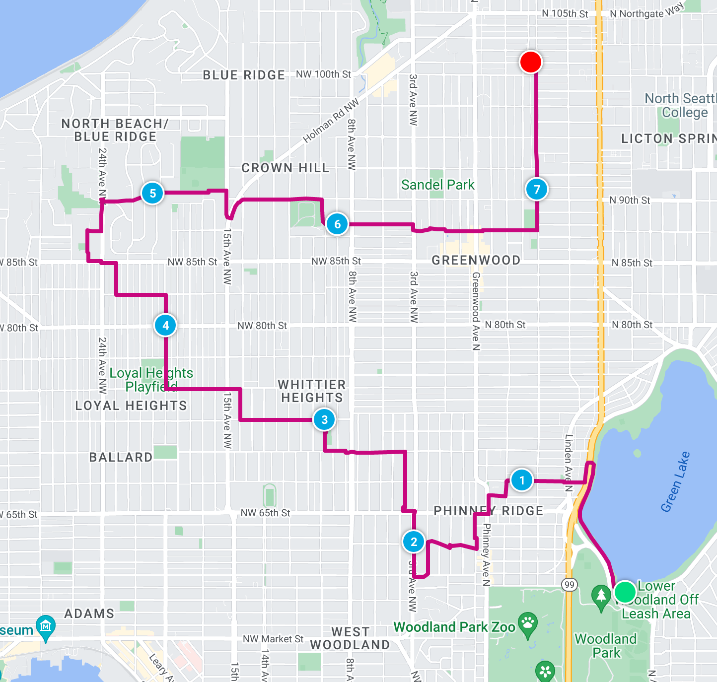 Route Map of Seattle's P-Patches: Green Lake, Blue Ridge & Greenwood ...