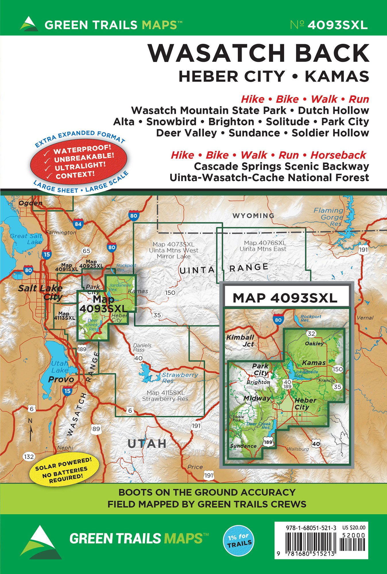 Wasatch Back, UT No. 4093SXL: Green Trails Maps — Books