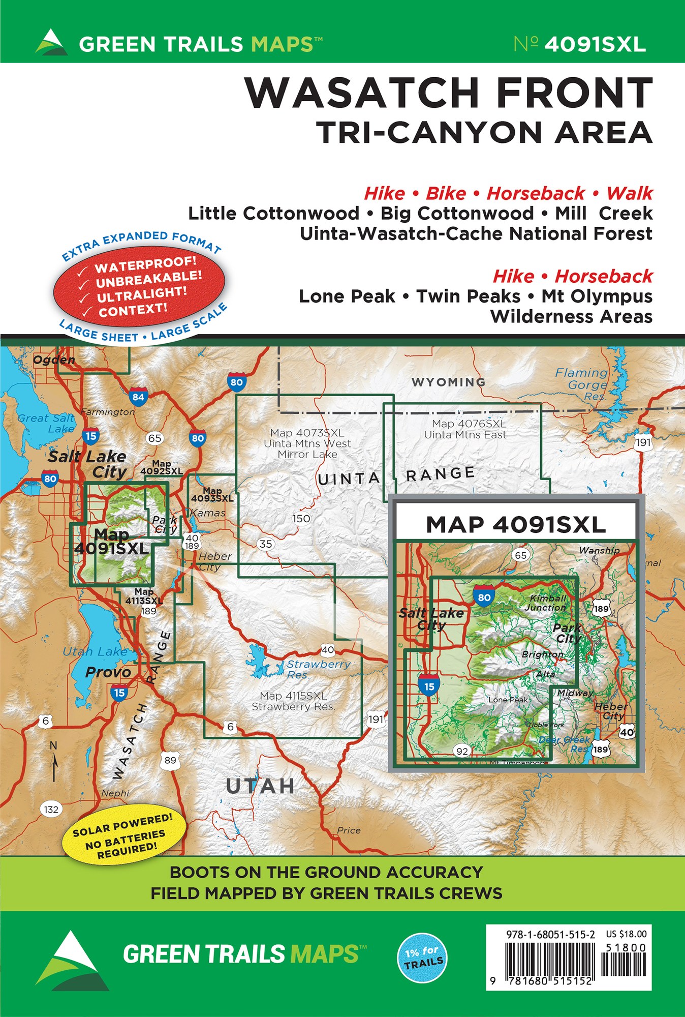 Wasatch Front, UT No. 4091SXL: Green Trails Maps — Books